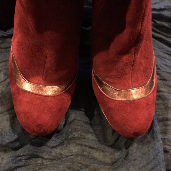 bebe | Shoes | Bebe Red Wine Colored Suede Stiletto Boots | Poshmark